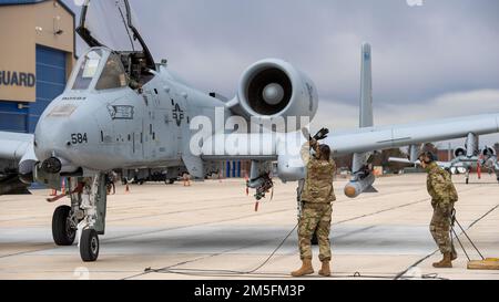Crewchiefs, with the 124th Aircraft Maintenance Squadron, prepare an A ...