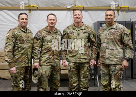 From left, U.S. Army Command Sgt. Maj. Jeremy Lile, senior enlisted ...
