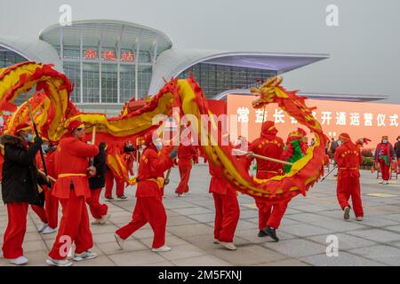 Citizens celebrate the opening of the high-speed railway line linking ...