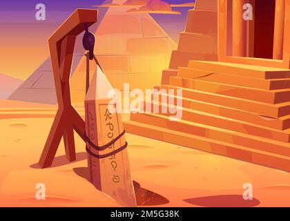 Archeology excavation next to ancient pyramid in desert in Egypt ...