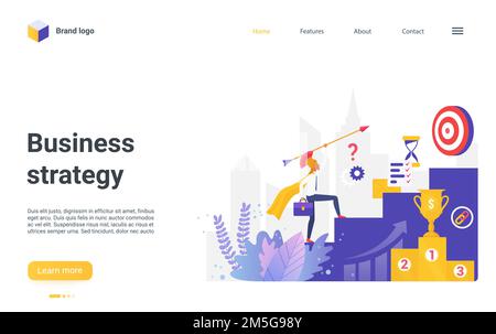 Businessman use high technology to plan for climbing to the peak of ...