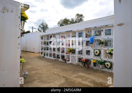 Various decorated tombs in a Catholic, christian cemetery. In the town ...