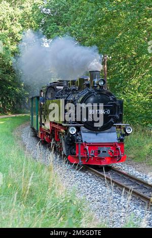 steam train Rasender Roland, near Sellin, Rügen Island, Mecklenburg ...