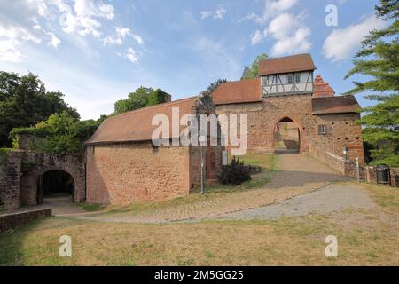Castle built in 1270 with gatehouse in Hirschhorn am Neckar, Neckar ...