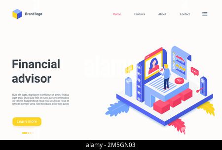 Financial advisor service isometric vector illustration. Cartoon 3d ...