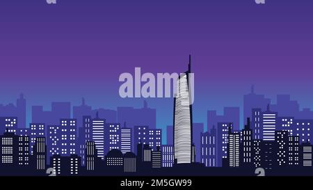 Almas Tower city vector background with beautiful blue clouds ...