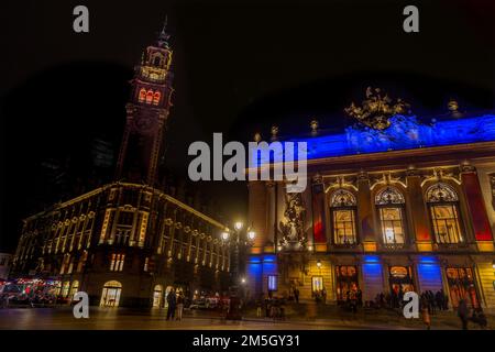 Lille, France: 7 November 2022: Opera Theatre Building at night. Lille ...