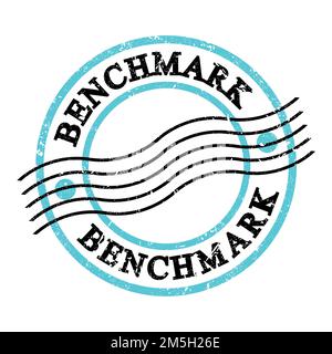 BENCHMARK text written on blue-black round grungy stamp sign Stock ...