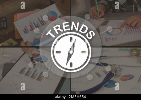 Trends concept illustrated by pictures on background Stock Photo - Alamy