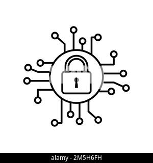 Encryption cyber security icon. Cybersecurity, data secured and protected concept. Flat vector ...