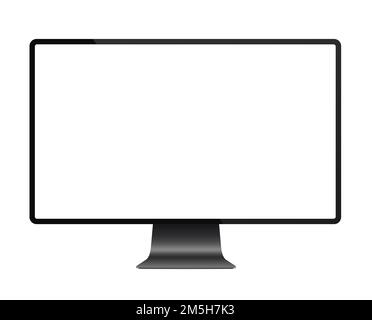 Realistic black modern thin frame display. Computer monitor mockup ...