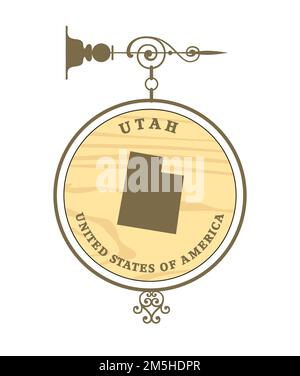 Vintage label with map of Utah, vector Stock Vector Image & Art - Alamy