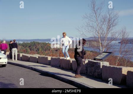 Acadia All American Road - Visitors at an Acadia Byway Overlook Stock ...