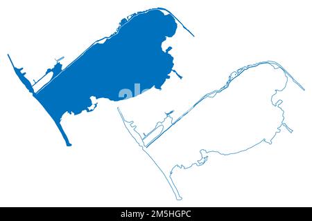 Lake Mariout (Africa, Arab Republic of Egypt) map vector illustration ...