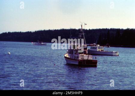 Schoodic Scenic Byway - Lobster Boats in the Atlantic Stock Photo - Alamy