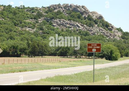 Wichita Mountains Byway - Scenic State HWY 115 Sign Stock Photo - Alamy