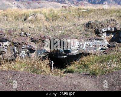 Pioneer Historic Byway - Entrance of Niter Ice Cave. Niter Ice Cave, a ...