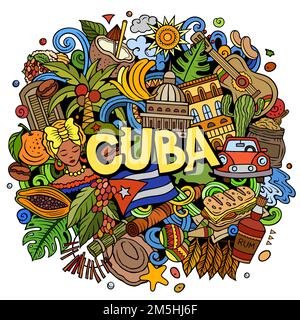 Cuba cartoon doodle illustration. Funny Cuban design Stock Vector Image ...