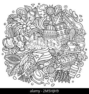Cuba cartoon doodle illustration. Funny Cuban design Stock Vector Image ...