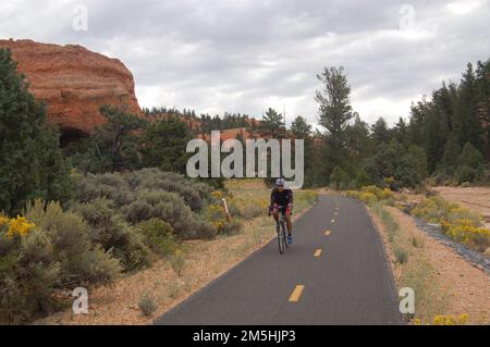 Scenic Byway 12 - Cyclist on Red Canyon Trail Stock Photo - Alamy
