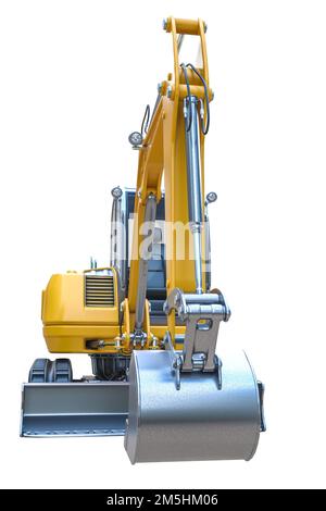small yellow excavator. front view. isolated Stock Photo - Alamy