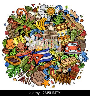 Cuba cartoon doodle illustration. Funny Cuban design Stock Vector Image ...