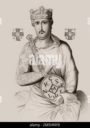 Charlemagne 747-814, King of the Franks, after the Siege or Battle of ...