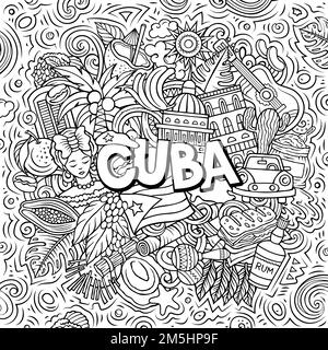 Cuba cartoon doodle illustration. Funny Cuban design Stock Vector Image ...