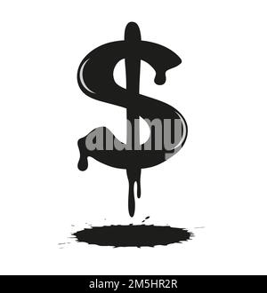 concept falling oil prices, black dollar sign, and drops oil Stock ...