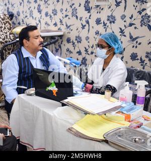 Dental clinic, routine annual medical check-up of a young woman ...