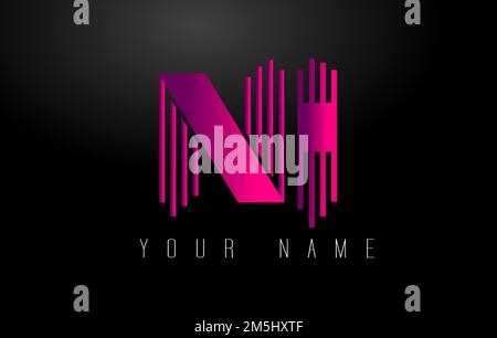 NI Letter Logo With Black Lines Design. Line Letter Symbol Vector ...