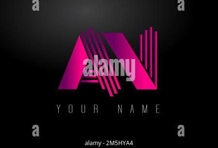 X Magenta Lines Letter Logo. Creative Line Letters Design Vector ...