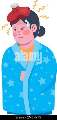woman sick with water bag Stock Vector Image & Art - Alamy