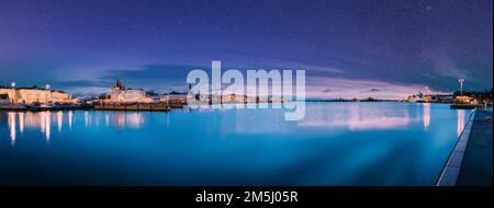 Helsinki, Finland. Light Blue Dramatic Sky With Shining Stars. Azure ...