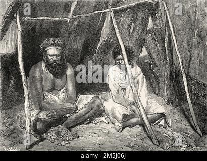 Indigenous Australian aborigines in 1850´s. Victoria, Australian states ...