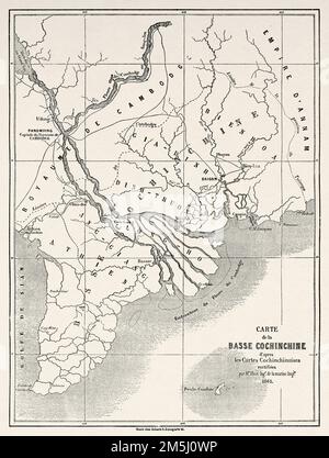 Lower Cochinchina map Stock Photo - Alamy