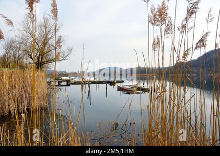 View Lake Fimon near Vicenza, Italy, March 18, 2022. Lake of Fimon is ...