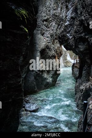 The Partnacklamm Gorge in Garmisch-Partenkirchen, Germany with ice ...