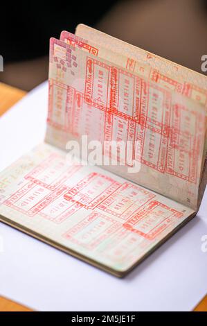 Close-up of a passport with Ukrainian border stamps Stock Photo - Alamy