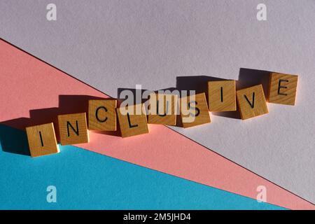 Diversity, Inclusivity, words in wooden alphabet letters isolated on ...
