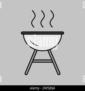 Grill BBQ cookout vector grayscale icon. Graph symbol for cooking web ...
