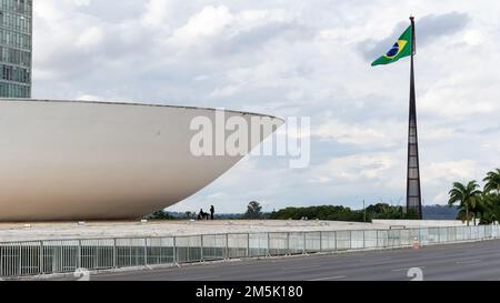 Architectural detail of the National Congress of Brazil building ...