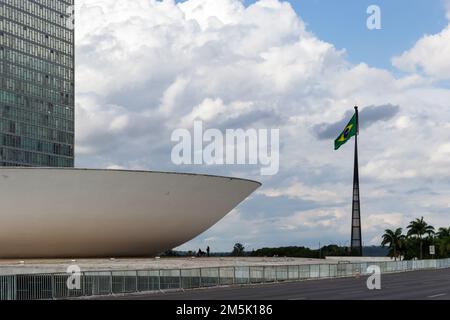 Architectural detail of the National Congress of Brazil building ...