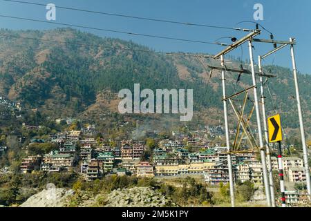 Scenic view of Jtown surrounded by mountains with blue sky background ...