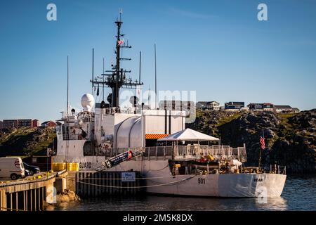 USCG Famous-class Cutter Bear alongside a jetty in Nuuk, Greenland ...