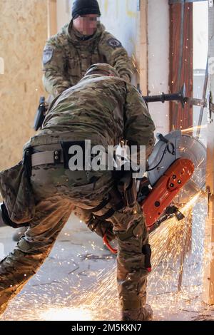 A Republika Srpska's Special Anti-Terrorist Unit (RS CAJ) member uses a ...