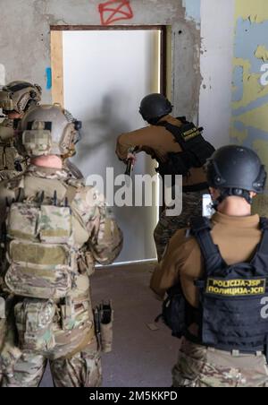 A Republika Srpska's Special Anti-Terrorist Unit (RS CAJ) member uses a ...