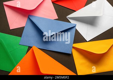 Different paper envelopes on lilac background, closeup Stock Photo - Alamy