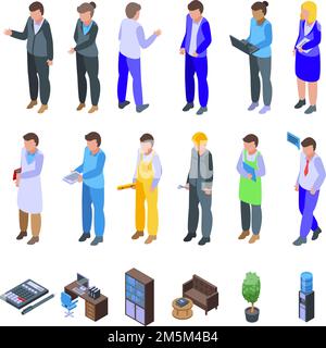 Collaboration Work Isometric Icons Set Vector Stock Vector Image & Art ...