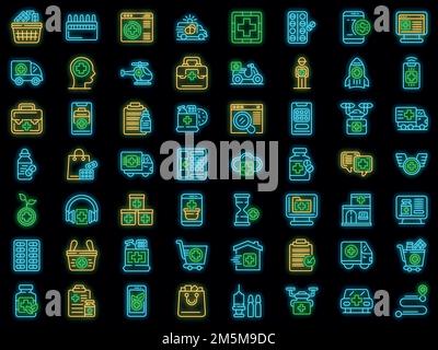 Drug delivery icons set. Outline set of drug delivery vector icons thin ...